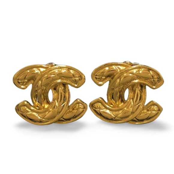 CHANEL | Jewelry | Chanel Vintage Golden Matelasse Style Cc Mark ...